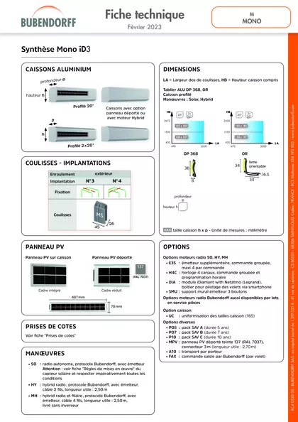 Fiche technique MONO
